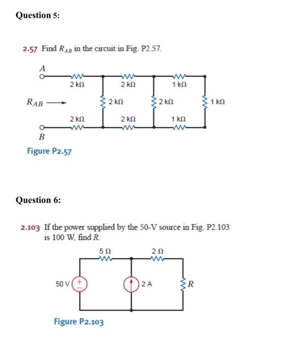 Solved 2.57 Find RAB in the circuit in Fig. P2.57. Question | Chegg.com