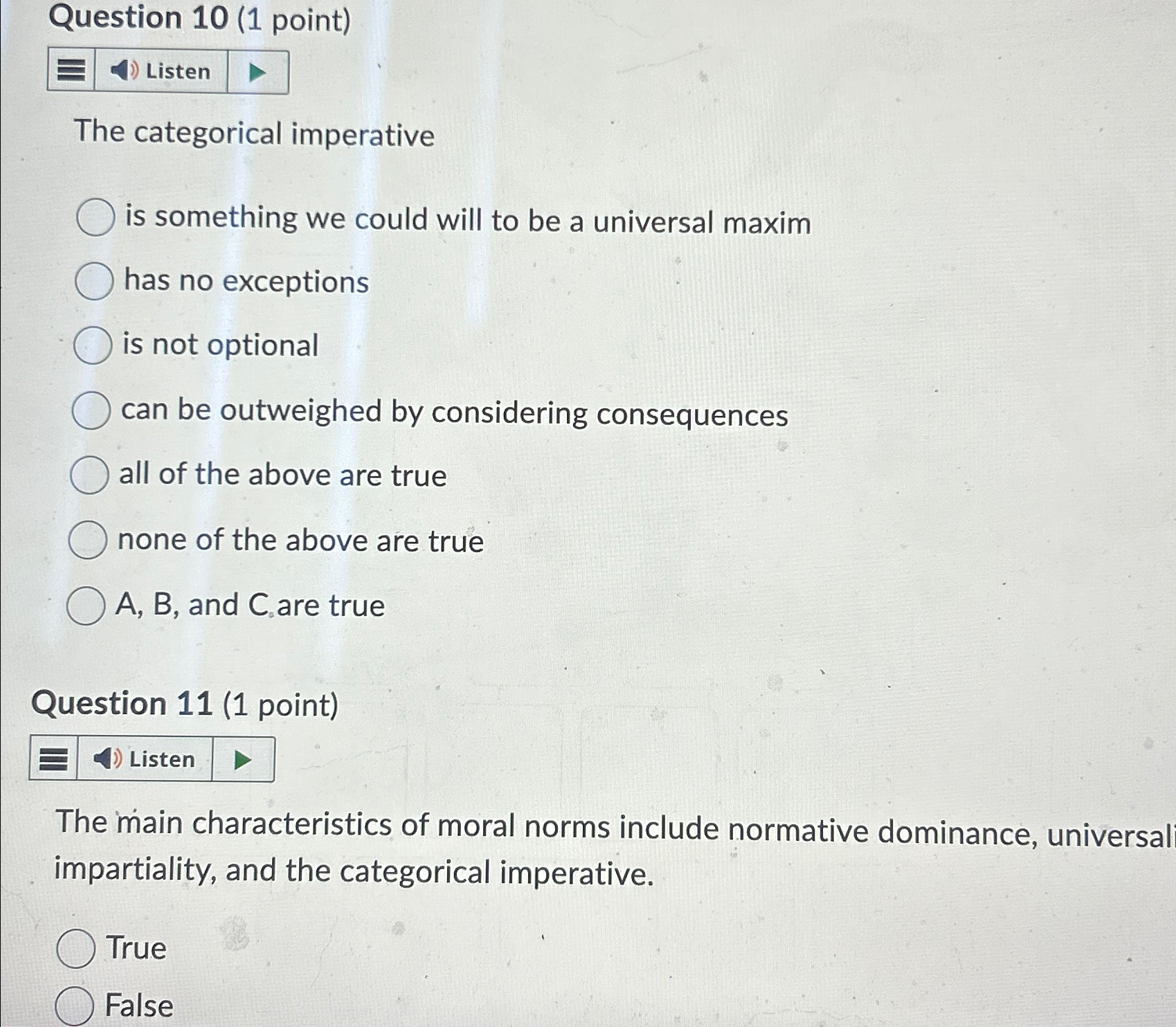 Solved Question 10 (1 ﻿point)ListenThe categorical | Chegg.com