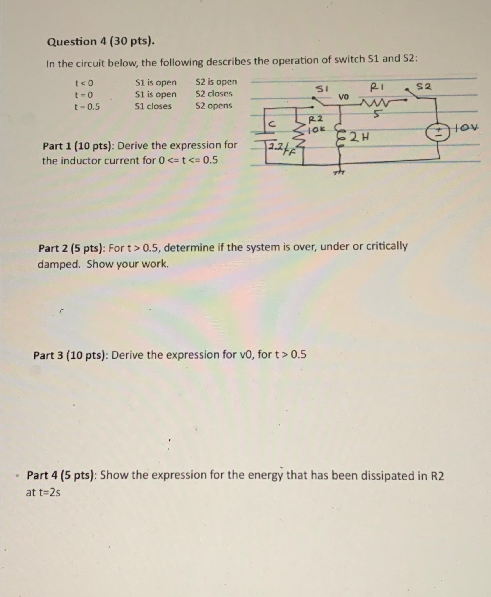 Solved Question 4 (30 pts).In the circuit below, the | Chegg.com Solved Question 4 (30 pts).In the circuit below, the | Chegg.com