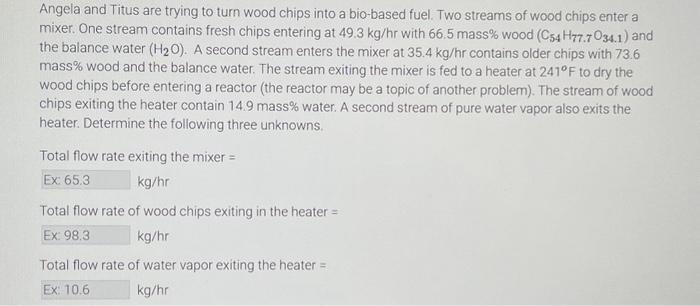 Solved Angela and Titus are trying to turn wood chips into a | Chegg.com