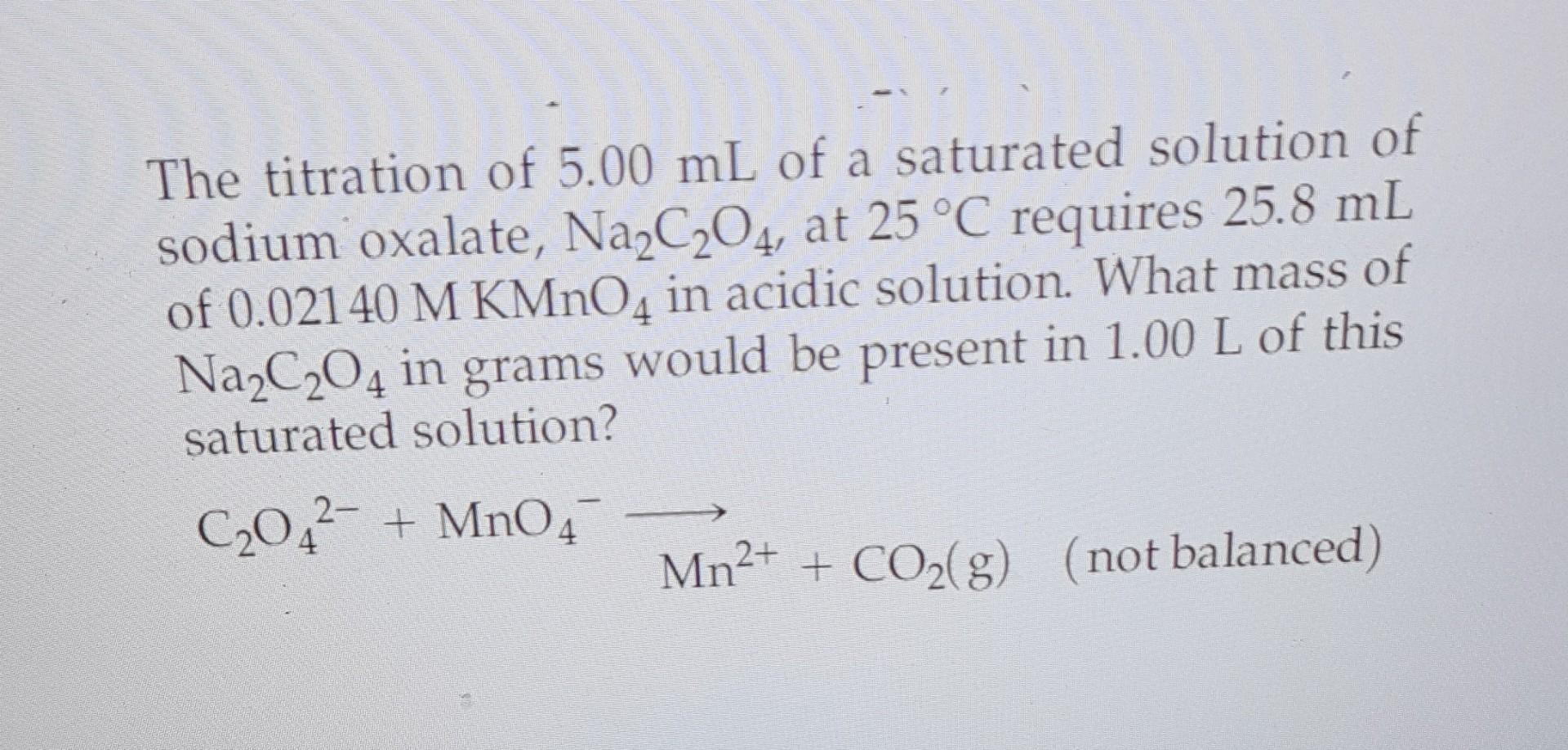 Solved The titration of 5.00 mL of a saturated solution of | Chegg.com
