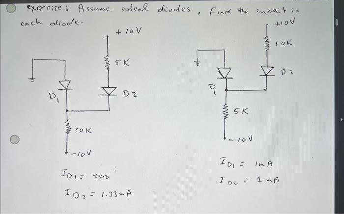 Solved exercise: Assume ideal diodes, Find the current in | Chegg.com