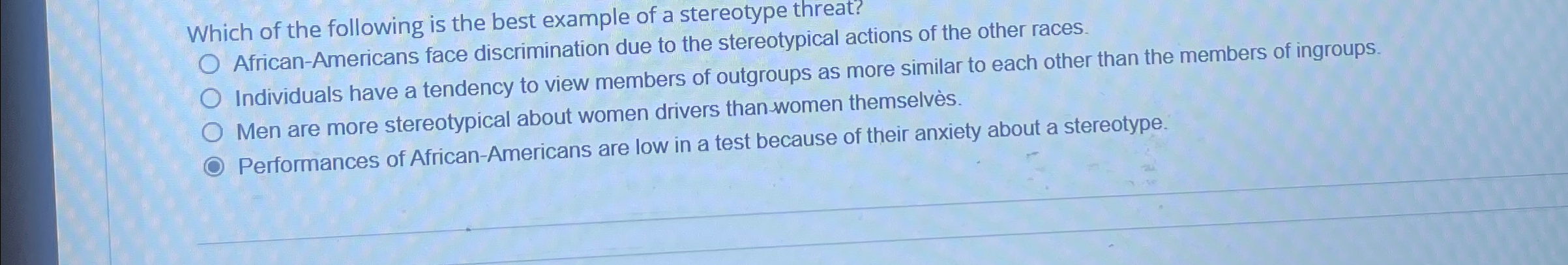 Solved Which of the following is the best example of a | Chegg.com