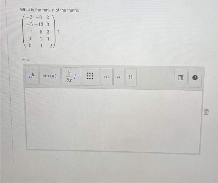 Solved What is the rank r of the matrix | Chegg.com