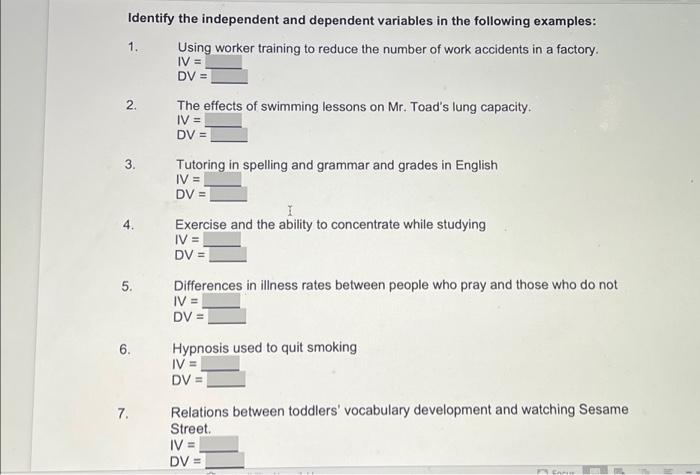 Solved Identify the independent and dependent variables in | Chegg.com