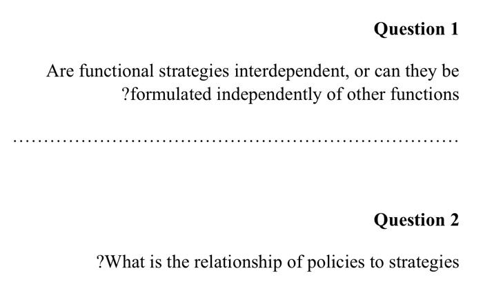 Solved Are functional strategies interdependent, or can they | Chegg.com