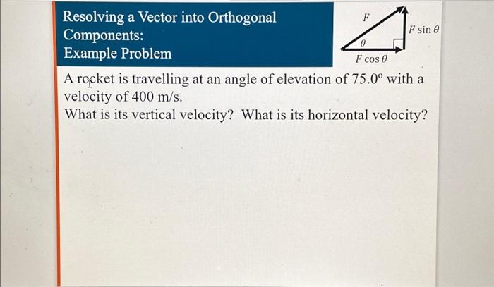 Solved Resolving a Vector into Orthogonal Components: | Chegg.com