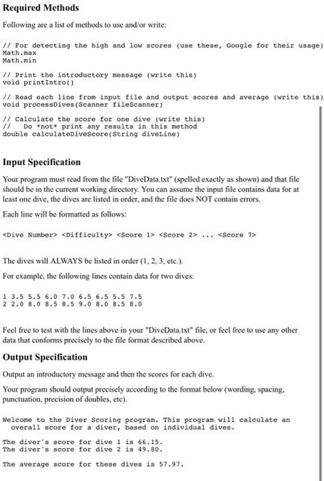 Solved CSCI 161 - Lab #6: Dives Objectives Write a program | Chegg.com