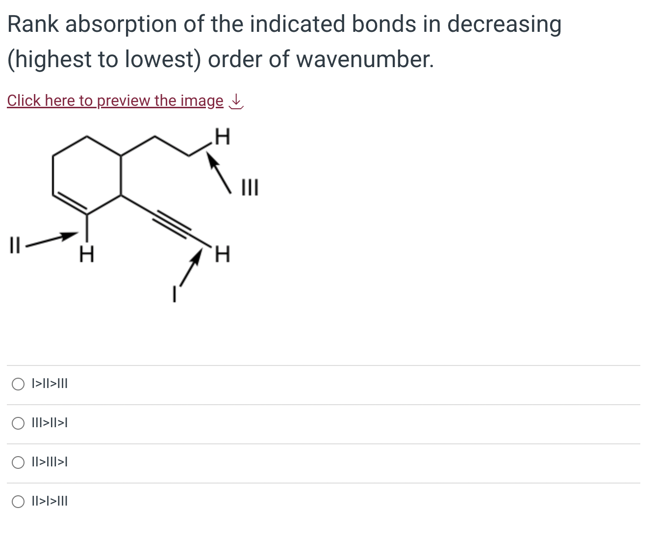 Solved Rank absorption of the indicated bonds in | Chegg.com