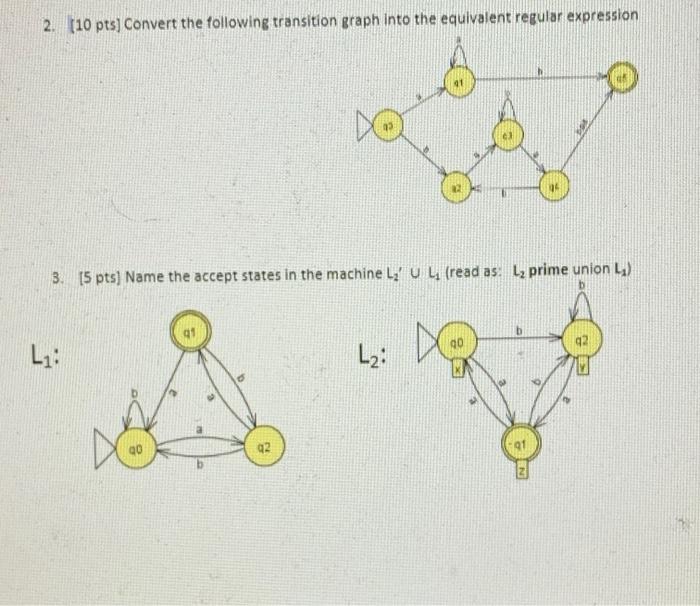 Solved 2. (10 pts) Convert the following transition graph | Chegg.com