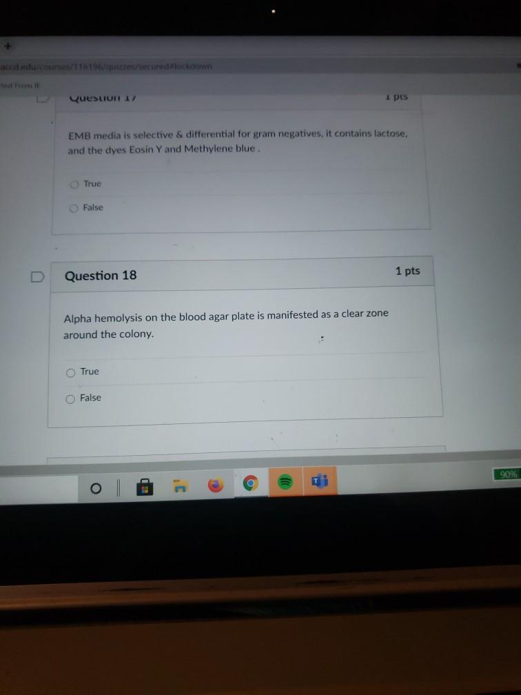 Solved Quesun 17 Ips EMB media is selective & differential | Chegg.com
