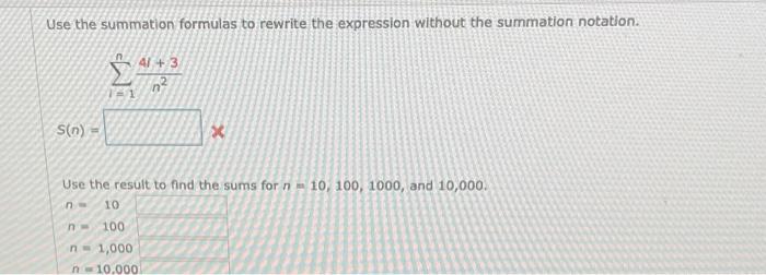 Solved Use the summation formulas to rewrite the expression | Chegg.com