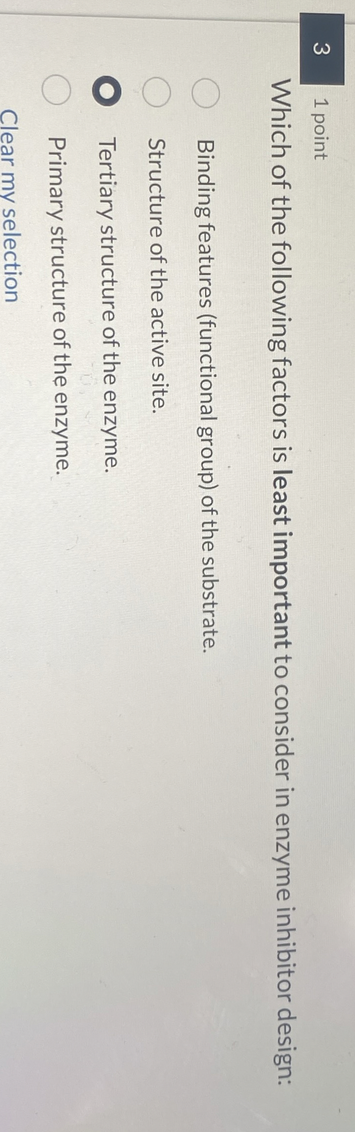 Solved 3 1 point Which of the following factors is least | Chegg.com