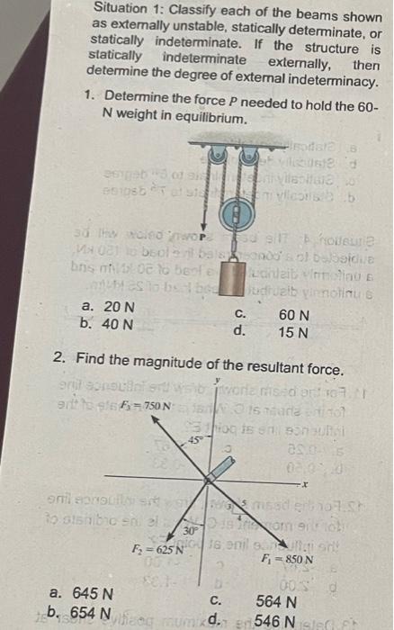 Solved Situation 1: Classify each of the beams shown as | Chegg.com