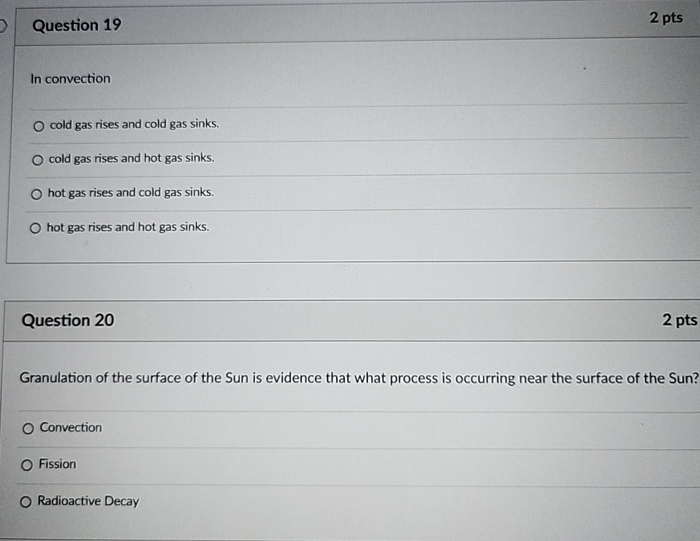 Solved Question 19 2 pts In convection cold gas rises and | Chegg.com