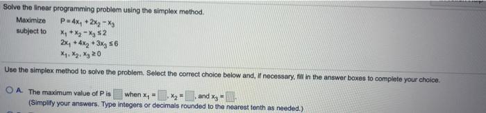 Solved Solve the linear programming problem using the | Chegg.com
