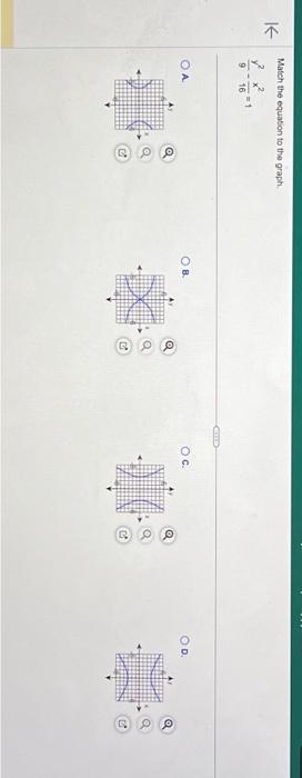 Solved Match the equation to the graph. 9y2−16x2=1 | Chegg.com