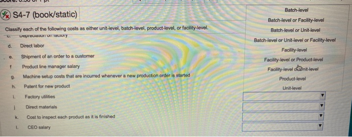 Solved SLUIG. U.JU UI Batch-level % 54-7 (book/static) | Chegg.com