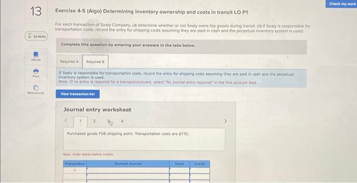 Solved Exercise 4.5 (Algo) Determining inventory ownership | Chegg.com