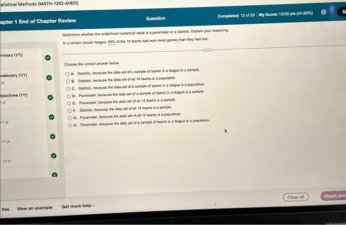 Solved Determine whether the underined numerical value is a | Chegg.com