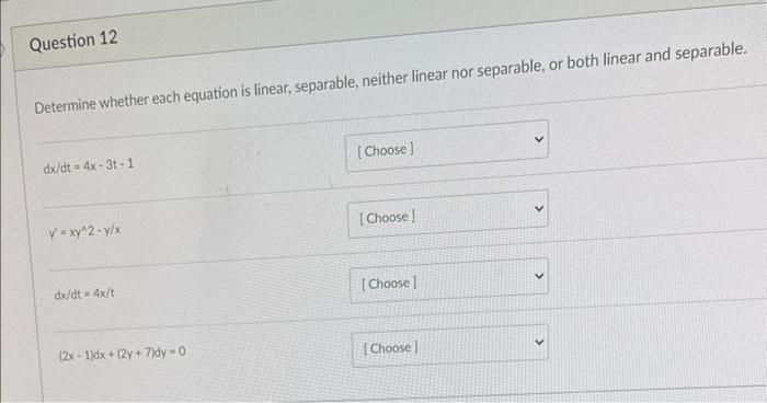 Solved Question 12 Determine Whether Each Equation Is