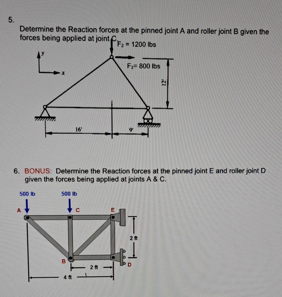 Solved 5. Determine the Reaction forces at the pinned joint | Chegg.com