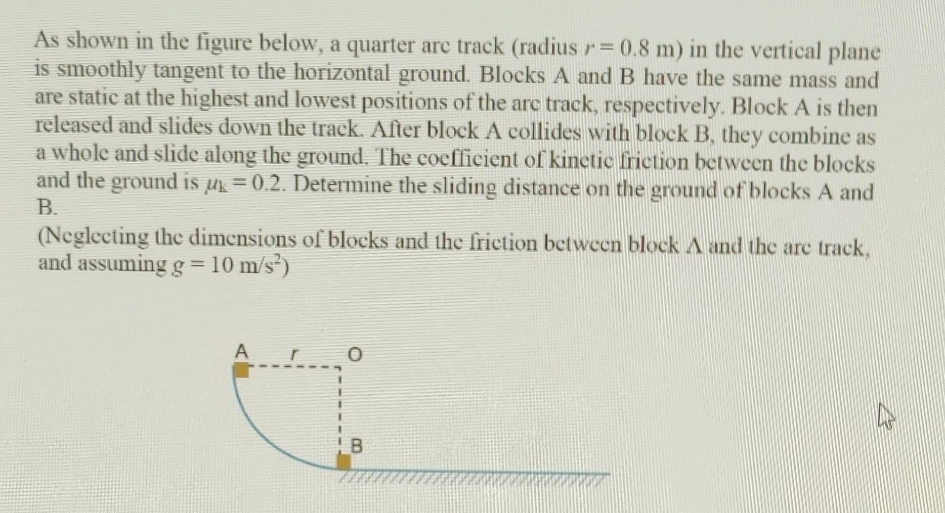 Solved As shown in the figure below, a quarter arc track | Chegg.com