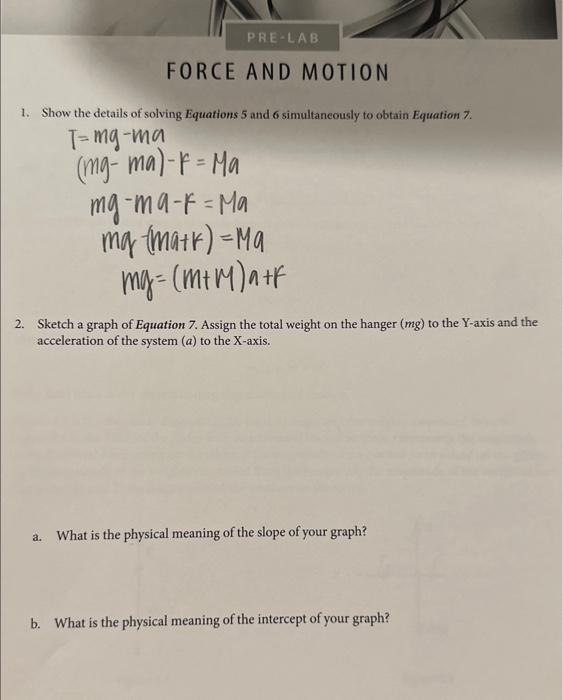 Solved FORCE AND MOTION 1. Show the details of solving | Chegg.com
