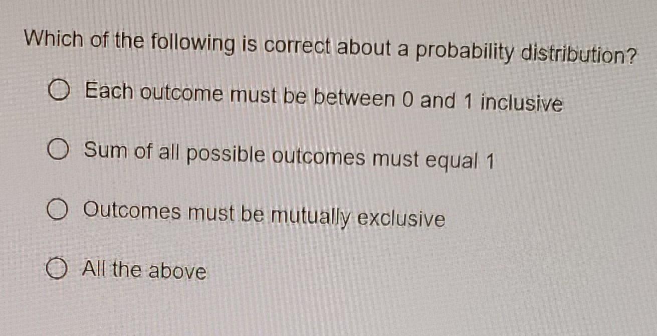 Solved Which of the following is correct about a probability | Chegg.com