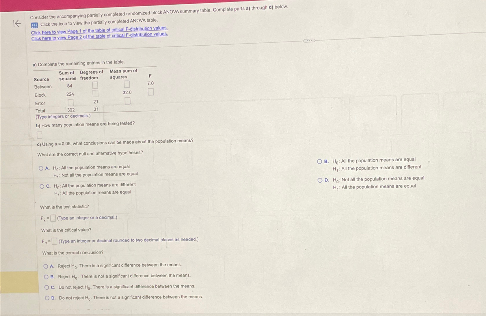 Solved Consider the accompanying partially completed | Chegg.com