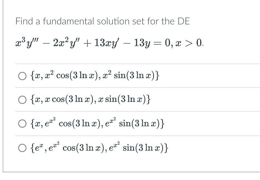 Solved Find a fundamental solution set for the | Chegg.com