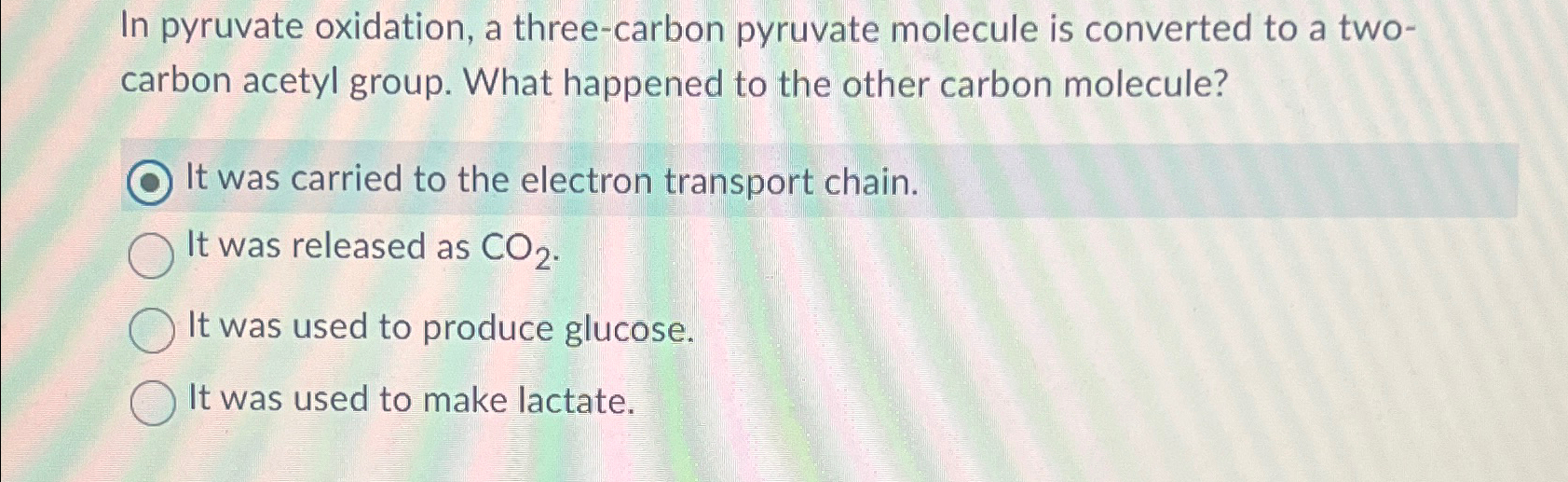Solved In pyruvate oxidation, a three-carbon pyruvate | Chegg.com