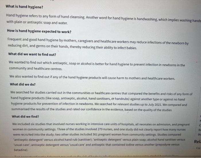 Solved Can hand hygiene prevent infection in newborn babies? | Chegg.com