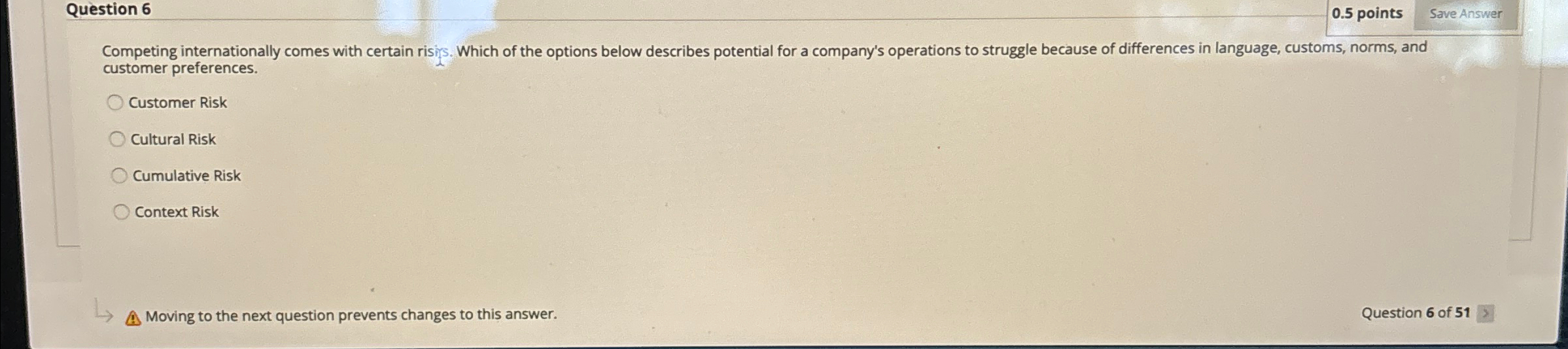 Solved Question 60.5 ﻿pointsSave Answercustomer | Chegg.com