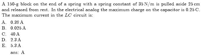 A 150-g block on the end of a spring with a spring | Chegg.com