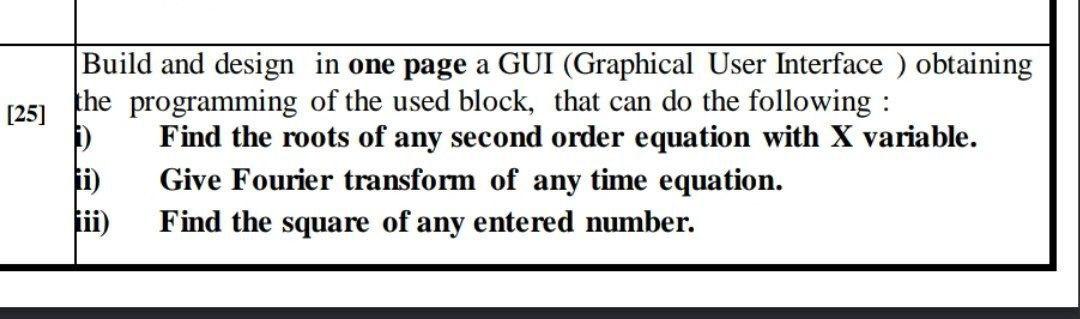 [25] Build and design in one page a GUI (Graphical | Chegg.com