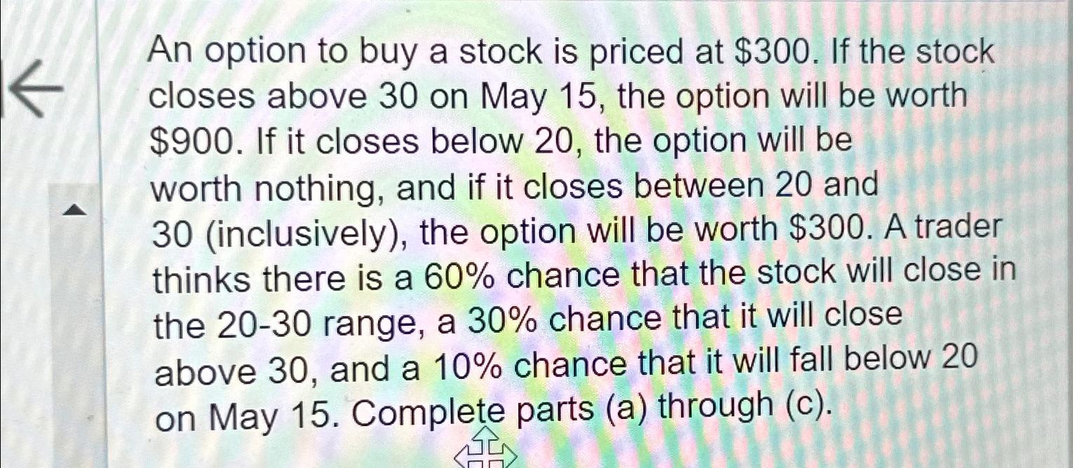 Solved An option to buy a stock is priced at $300. ﻿If the | Chegg.com