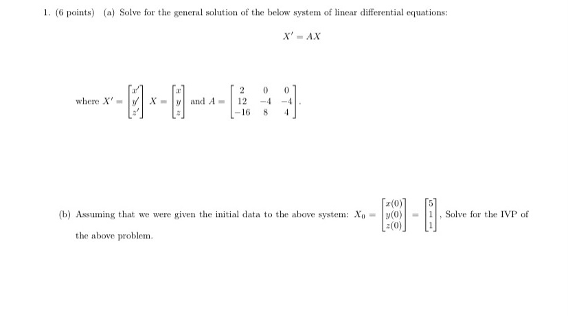 Solved (6 points) (a) Solve for the general solution of | Chegg.com Solved (6 points) (a) Solve for the general solution of | Chegg.com