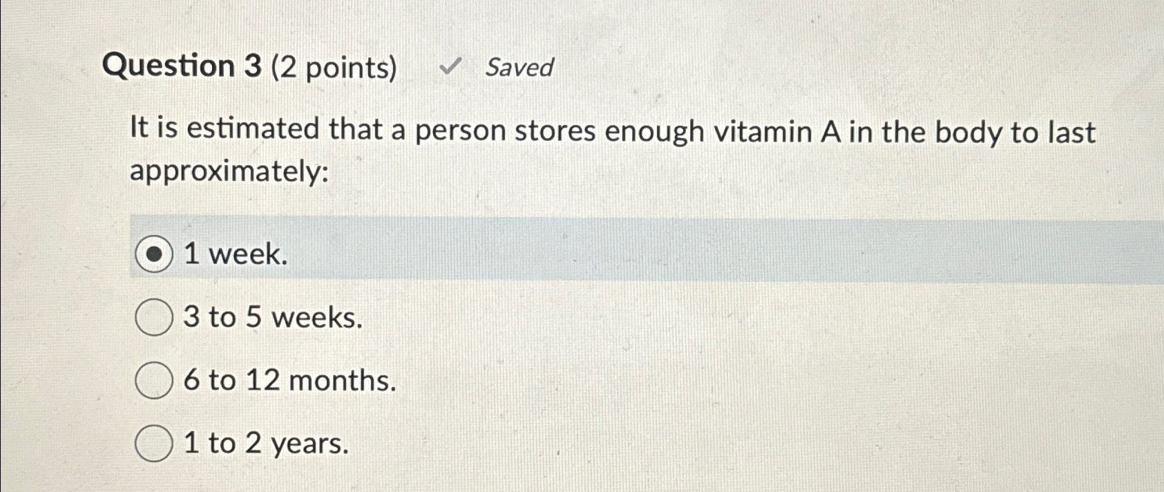 Solved Question 3 (2 ﻿points) ﻿SavedIt is estimated that a | Chegg.com