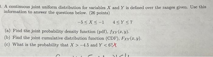 Solved A continuous joint uniform distribution for variables | Chegg.com
