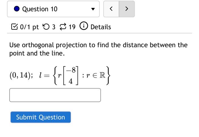 Solved Use orthogonal projection to find the distance | Chegg.com