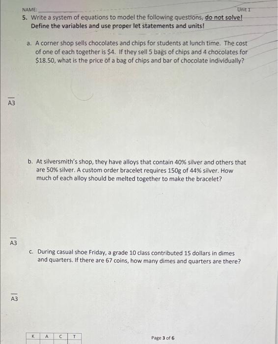 Solved Write a system of equations to model the following | Chegg.com