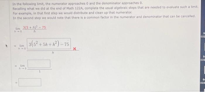Solved In the following limit, the numerator approaches 0 | Chegg.com