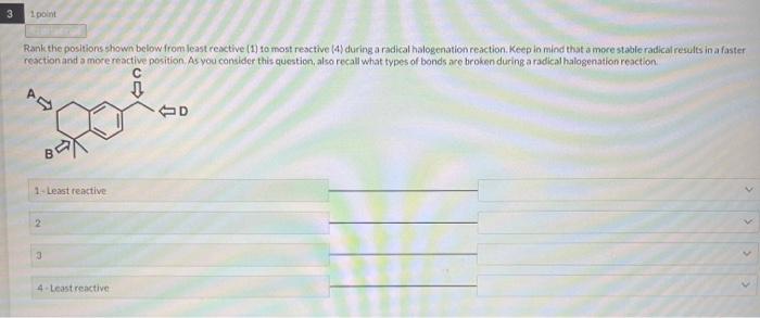 Solved Rank the positions shown below from least reactive | Chegg.com