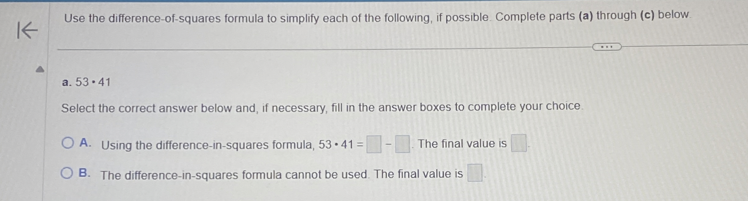 Solved Use the difference-of-squares formula to simplify | Chegg.com