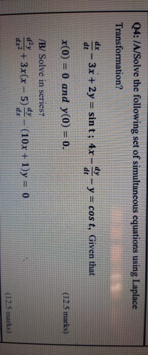 Solved 04: /A/Solve the following set of simultaneous | Chegg.com