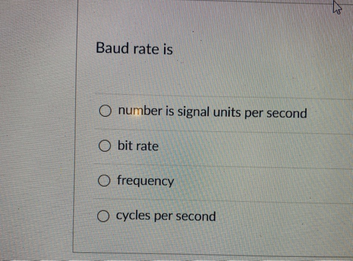 Solved Baud rate is O number is signal units per second O | Chegg.com