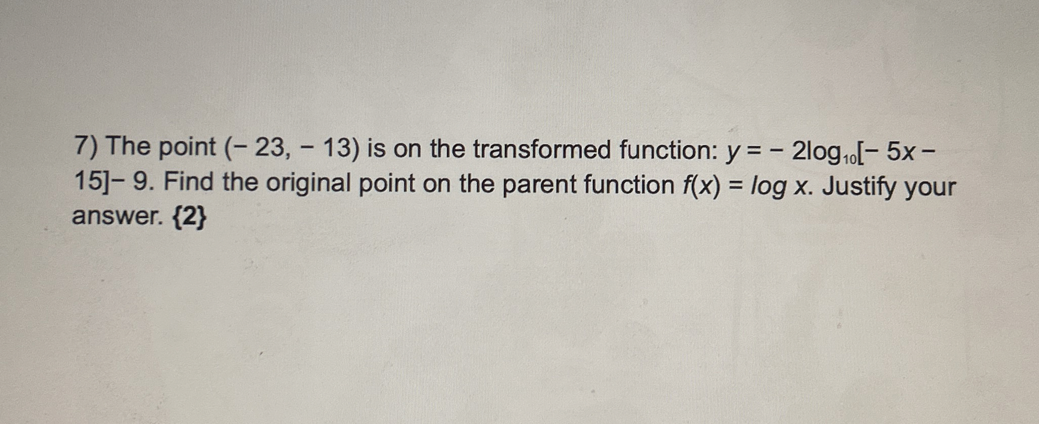 Solved The point (-23,-13) ﻿is on the transformed function: | Chegg.com