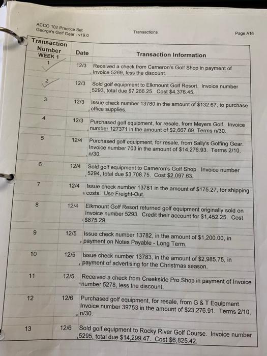 Please help with this practice set. Prepare a two | Chegg.com