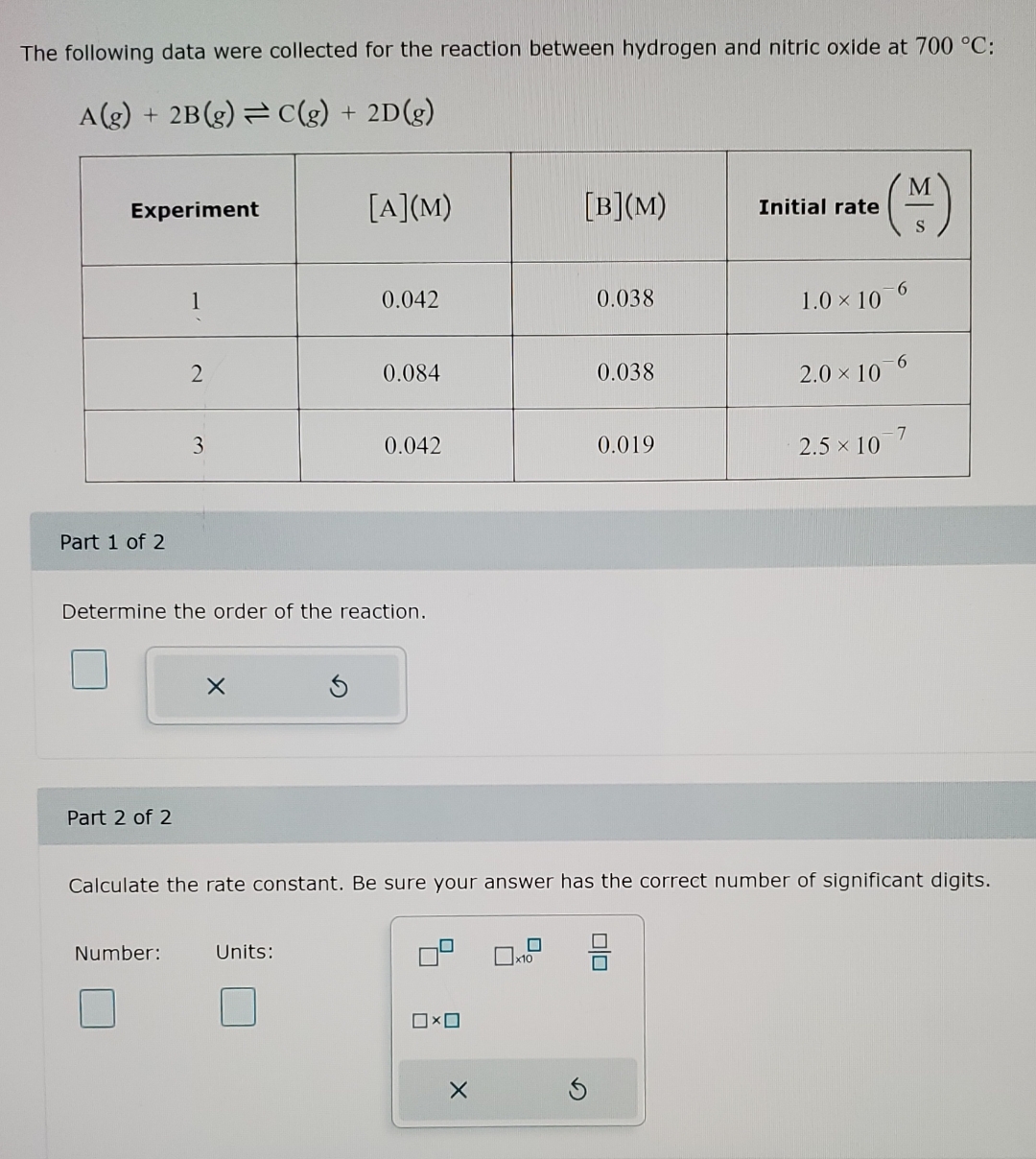Solved The following data were collected for the reaction | Chegg.com